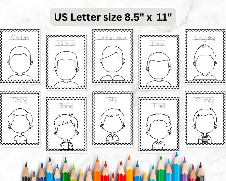 Emotion Drawing Worksheet: Toddler Feelings Activity (20 Pages ...