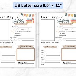School Memory Keepsake: First & Last Day Interview (printable) - Etsy