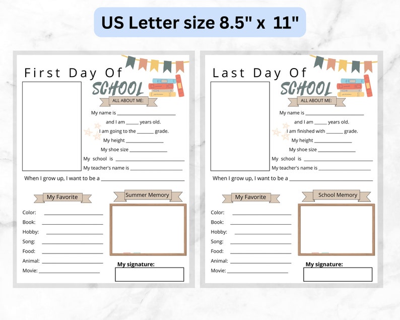 School Memory Keepsake: First & Last Day Interview (printable) - Etsy