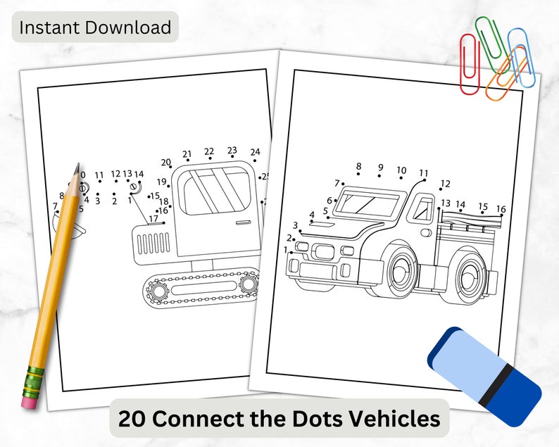 20 Connect the Dots Vehicle Theme Number Counting Activity for Toddler ...