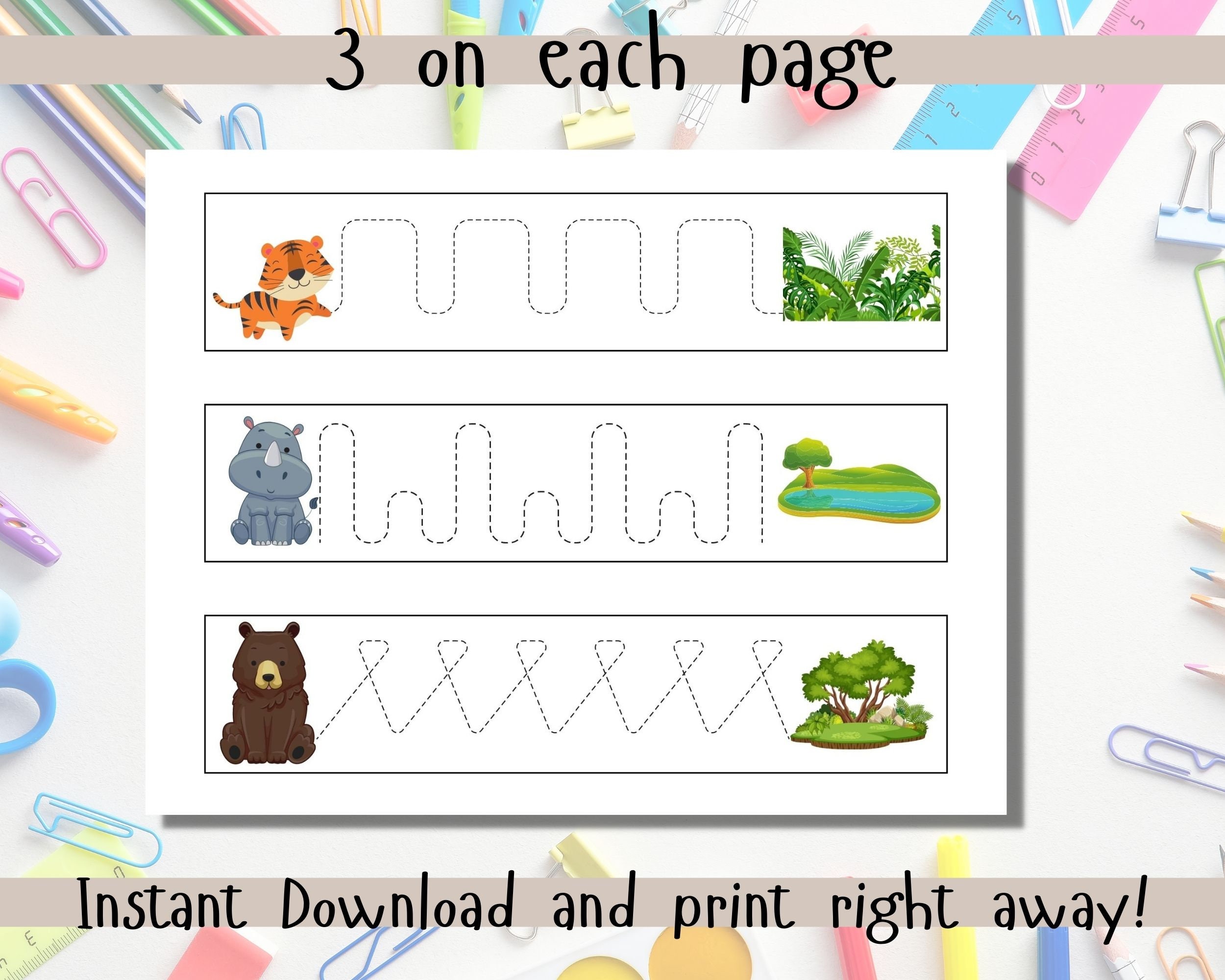 Motor Skill Tracing Lines Pencil Control Worksheet, Line Tracing ...