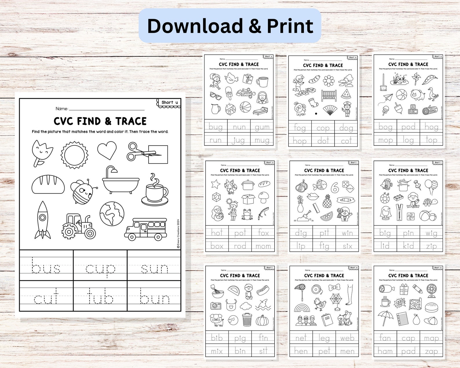 CVC Words Find and Trace Activity Printable 1st Grade Worksheets ...