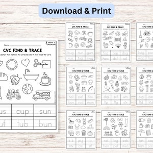 CVC Words Find and Trace Activity Printable 1st Grade Worksheets ...