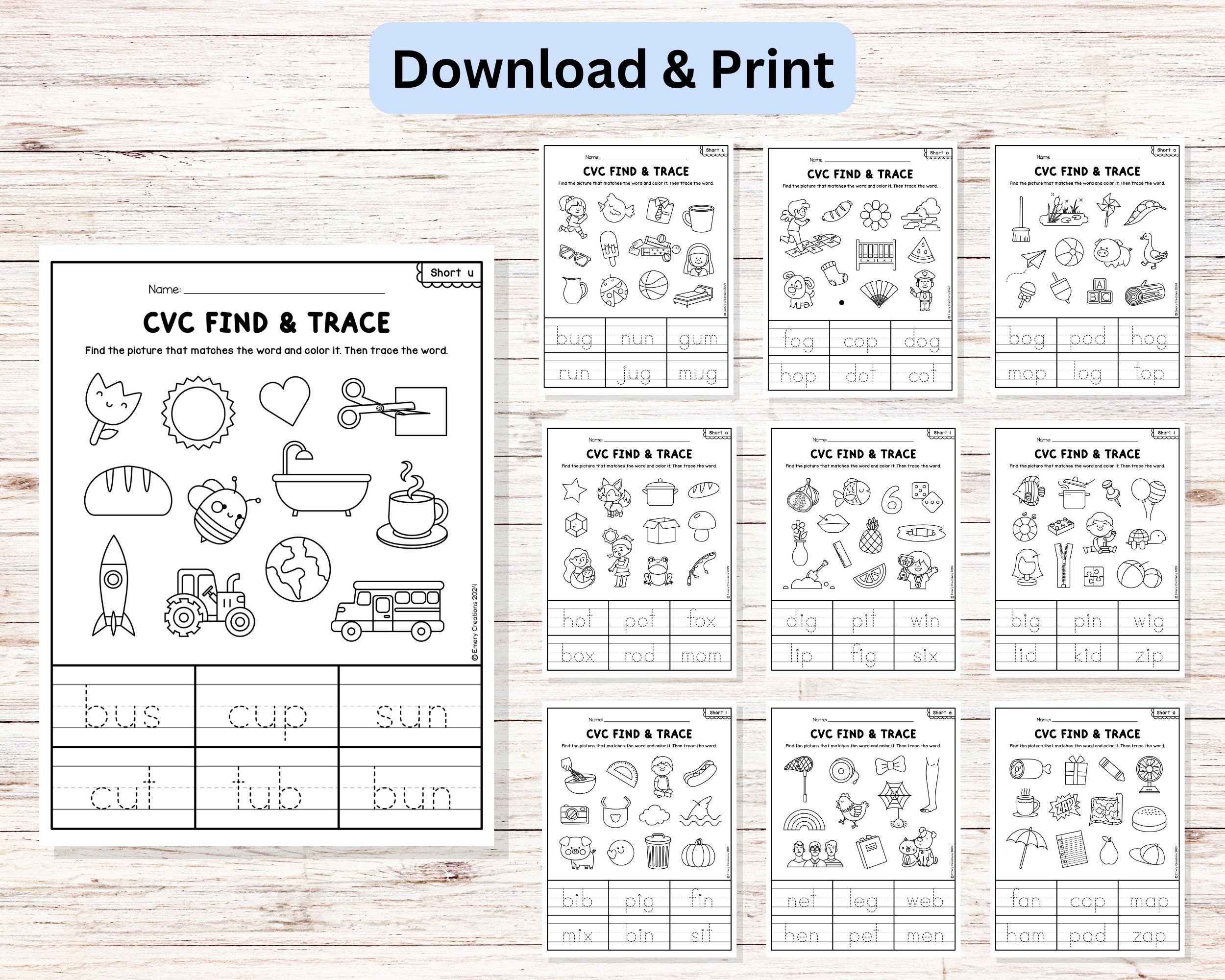 CVC Words Find and Trace Activity Printable 1st Grade Worksheets ...