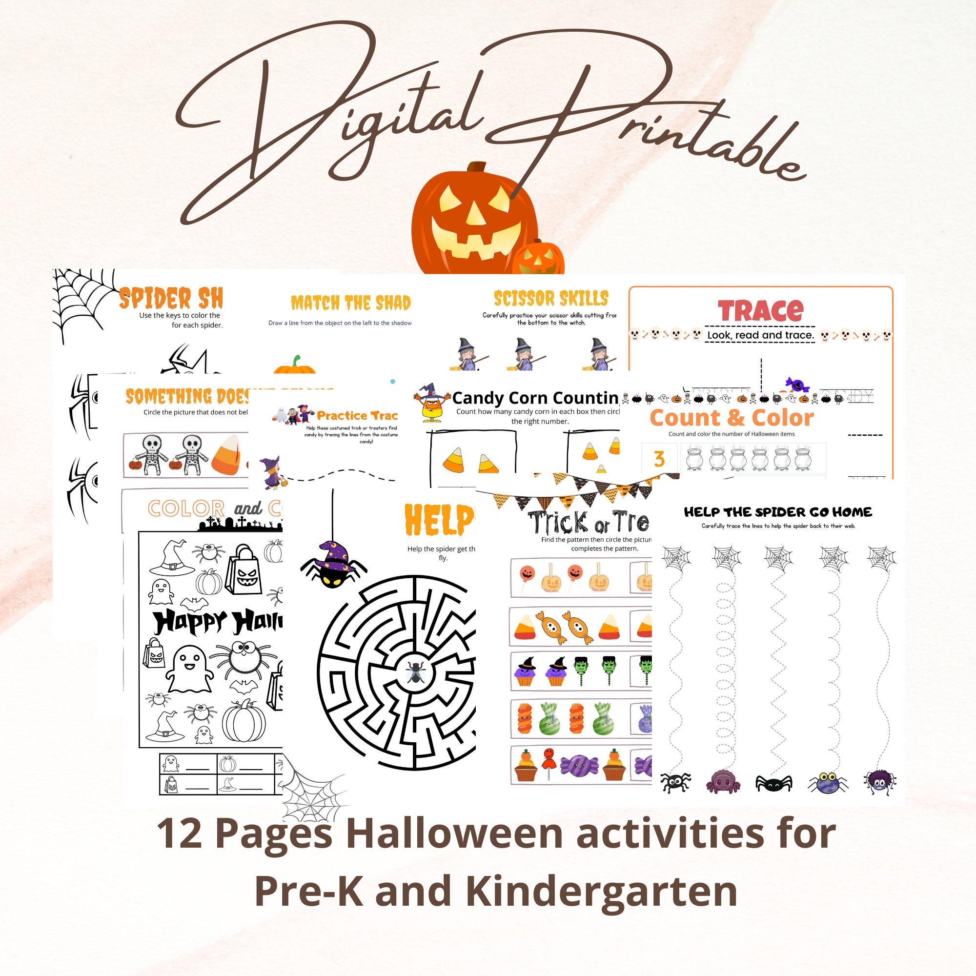 Halloween Activity Bundle, Preschool, Prek Worksheets, Homeschool ...