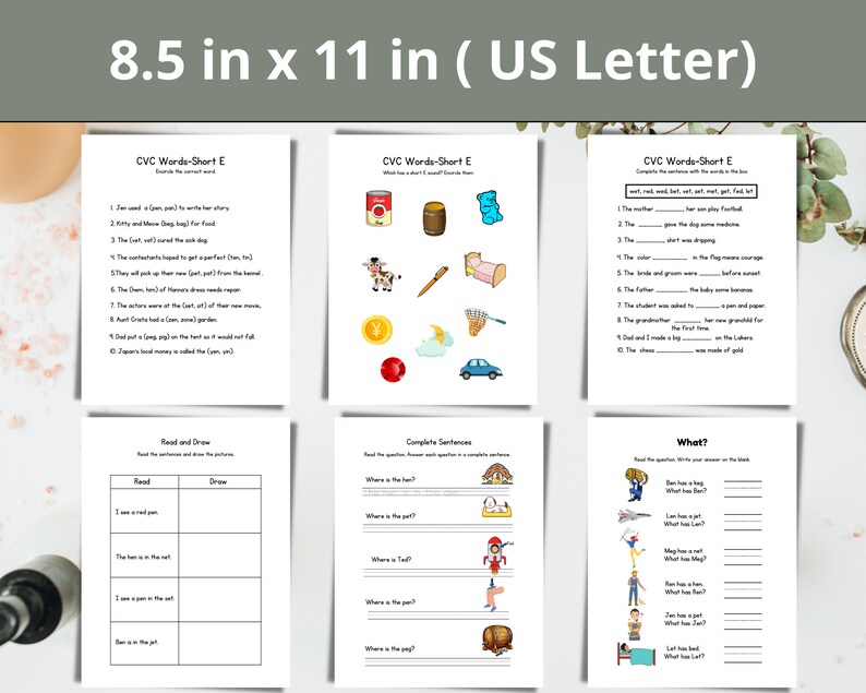 15 Pages of Short e CVC Words Worksheets for Kindergarten CVC Words ...