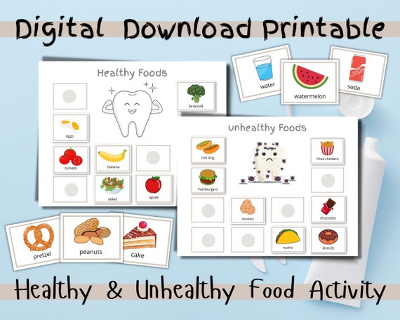 Healthy and Unhealthy Food Dental Activity Cut and Paste for - Etsy