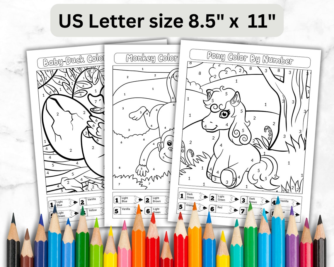 25 Animal Color by Number Worksheet Activity Worksheet for Toddler ...