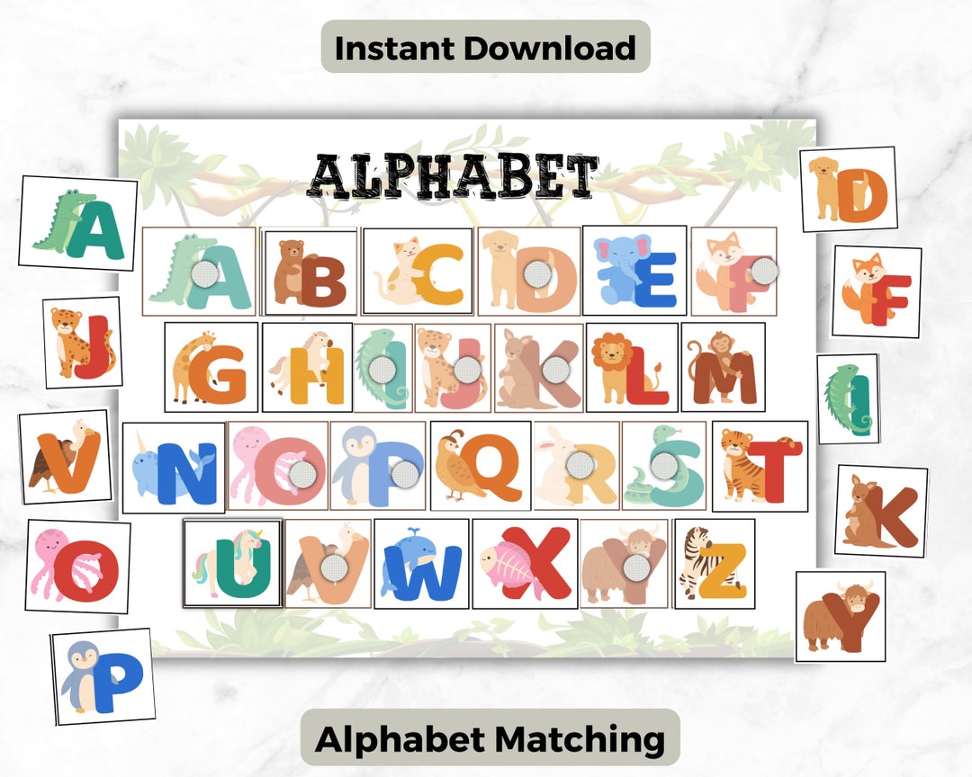 Jungle Alphabet Matching Activity: Cut & Paste Printable (digital ...