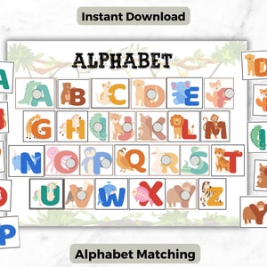 Jungle Alphabet Matching Activity: Cut & Paste Printable (digital ...