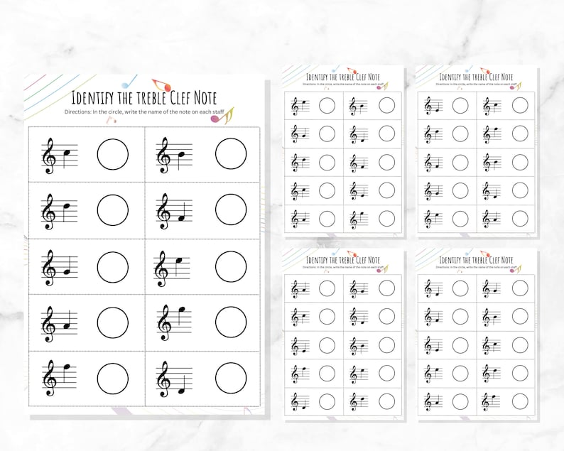 Music Notes Worksheets | Treble G and Bass F Clef Identify Music Note ...