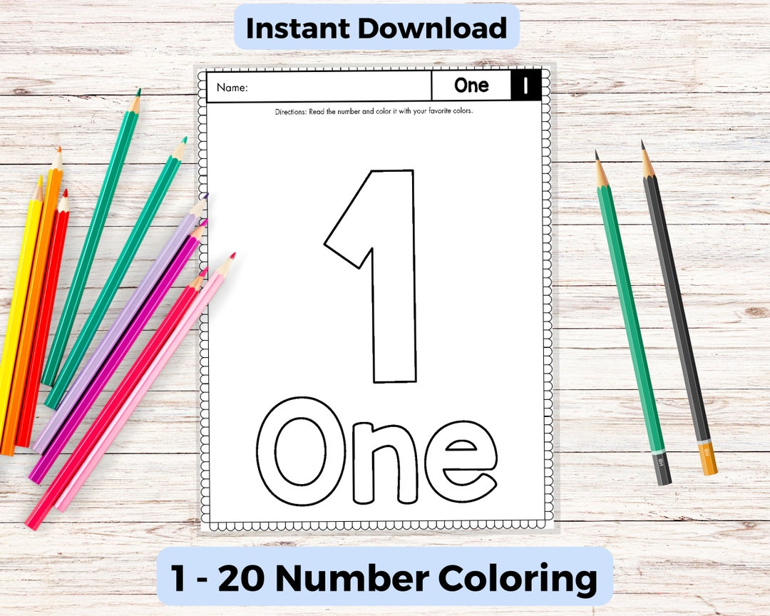 Number Coloring Pages 1-20 – Toddler Learning Activity (digital ...