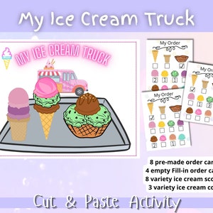 My Ice Cream Truck Cut and Paste Ice Cream Cone Scoops Pretend Play ...