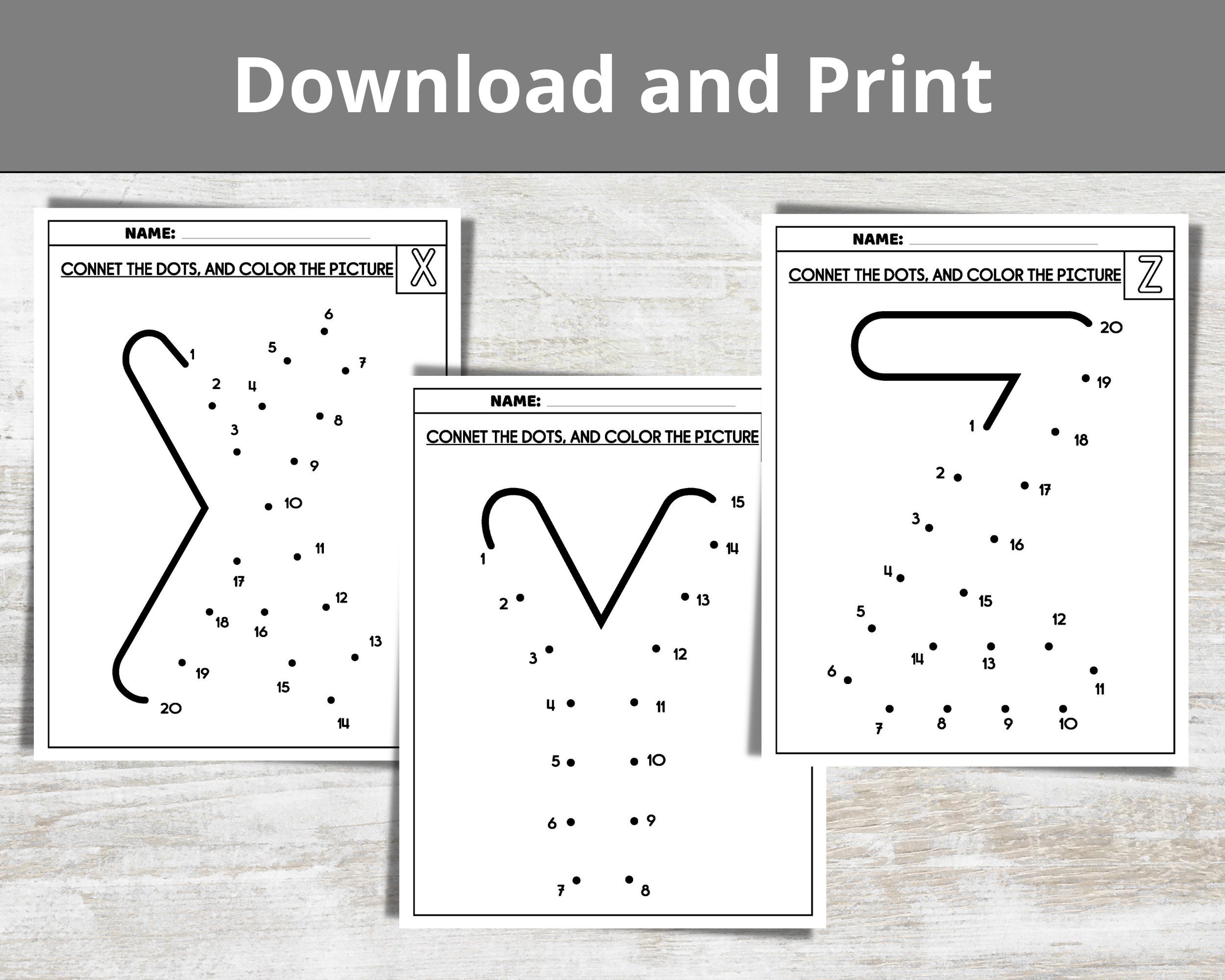 Preschool Alphabet Connect the Dots Worksheets (digital Download) - Etsy