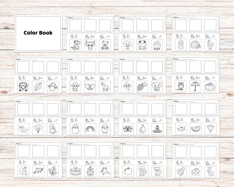 Abc's Alphabet Number Shape Build A Book Activity for Kid Motor Skill ...