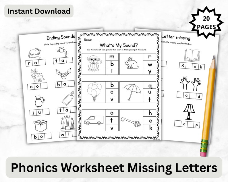 Phonic Missing Letter Worksheet | Printable Phonic Activity for ...