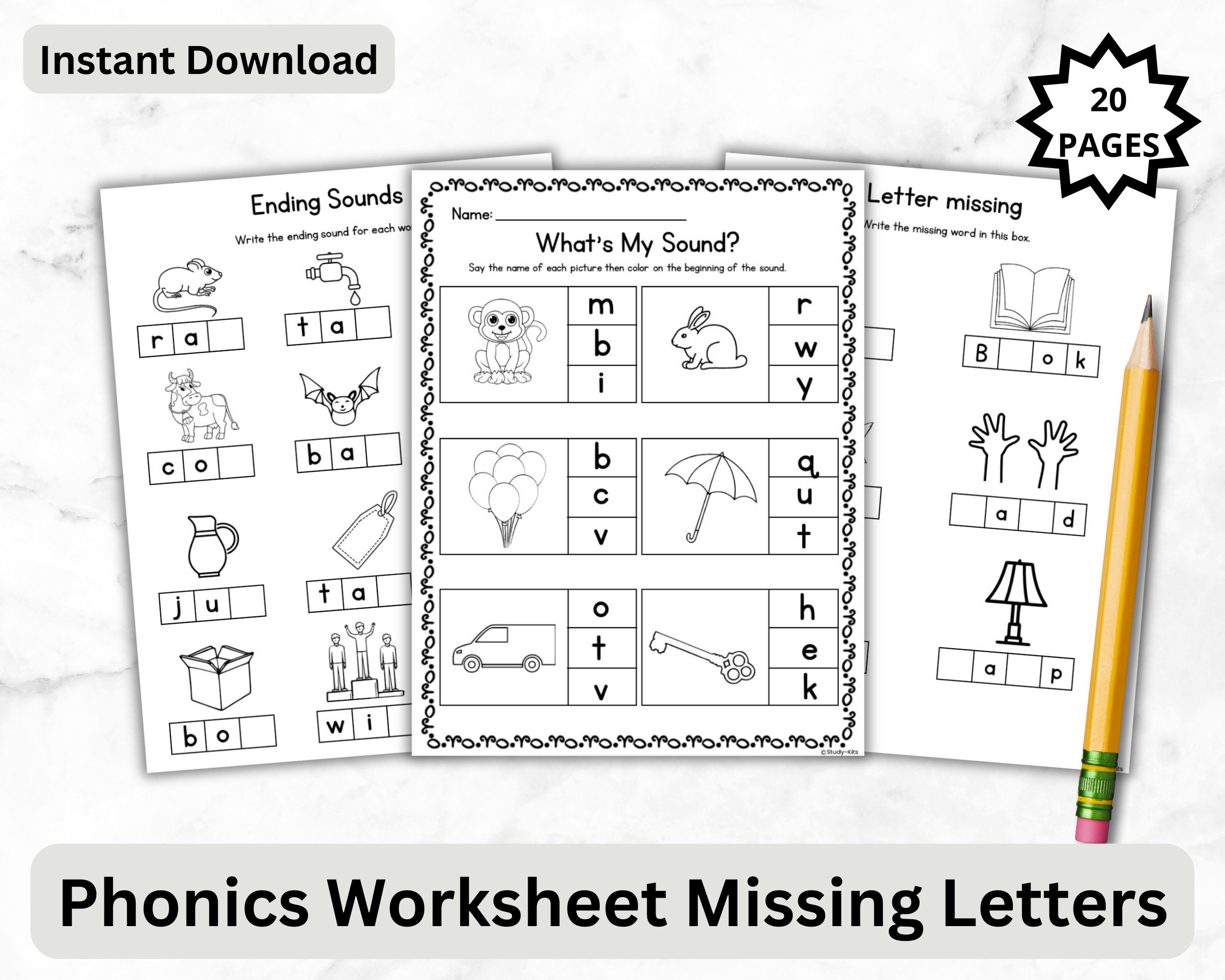 Phonic Missing Letter Worksheet | Printable Phonic Activity for ...