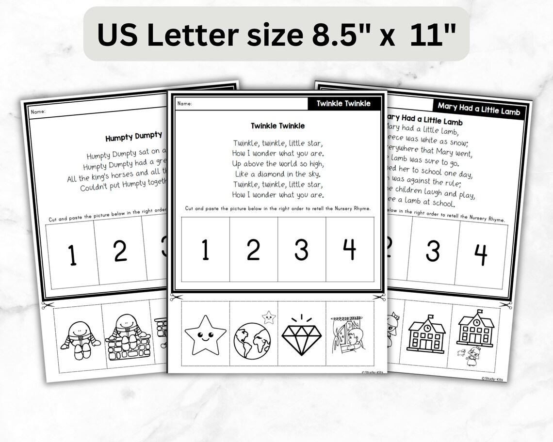 Nursery Rhyme Story Worksheet | Cut & Paste Nursery Rhyme Activity ...