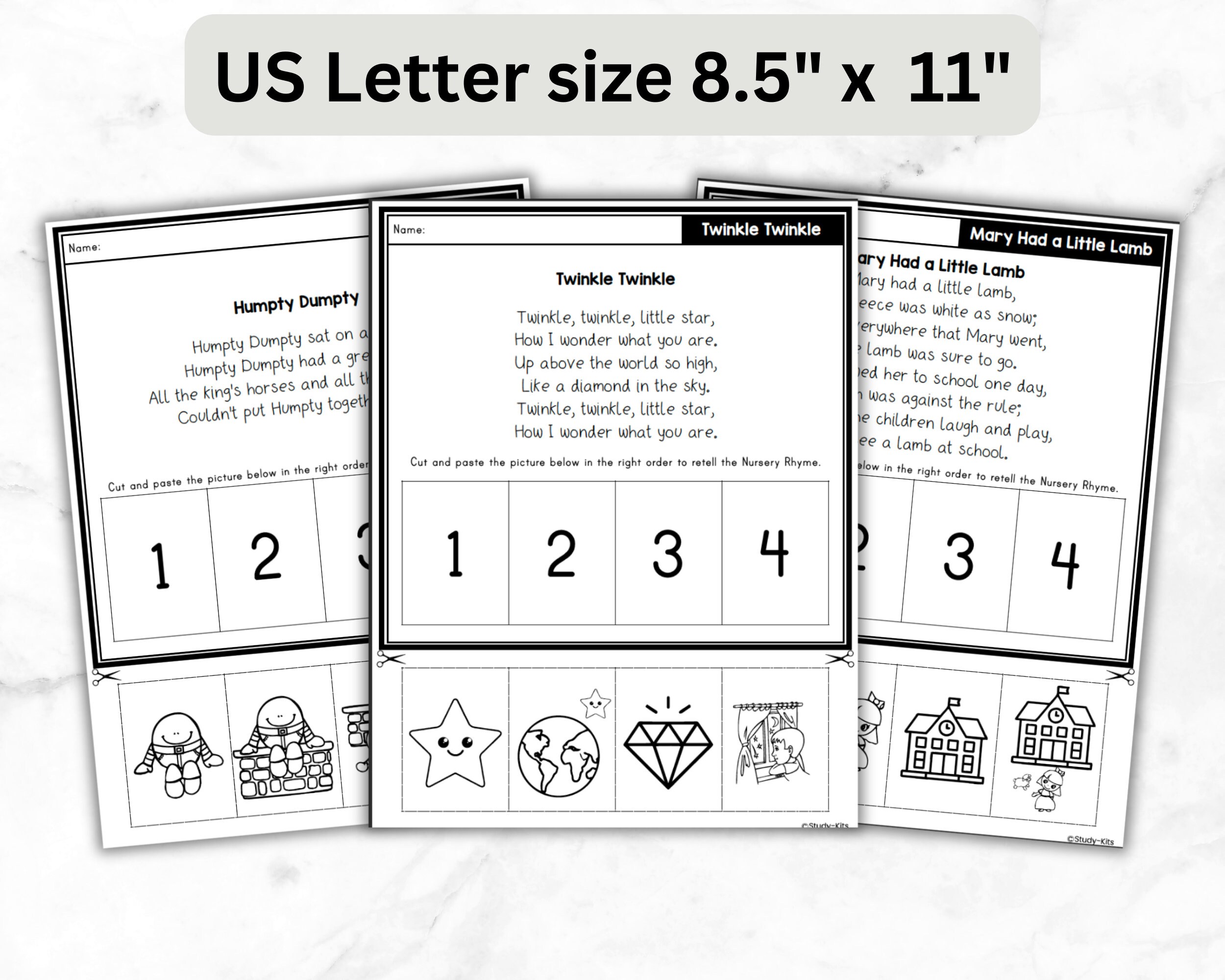 Nursery Rhyme Story Worksheet | Cut & Paste Nursery Rhyme Activity ...