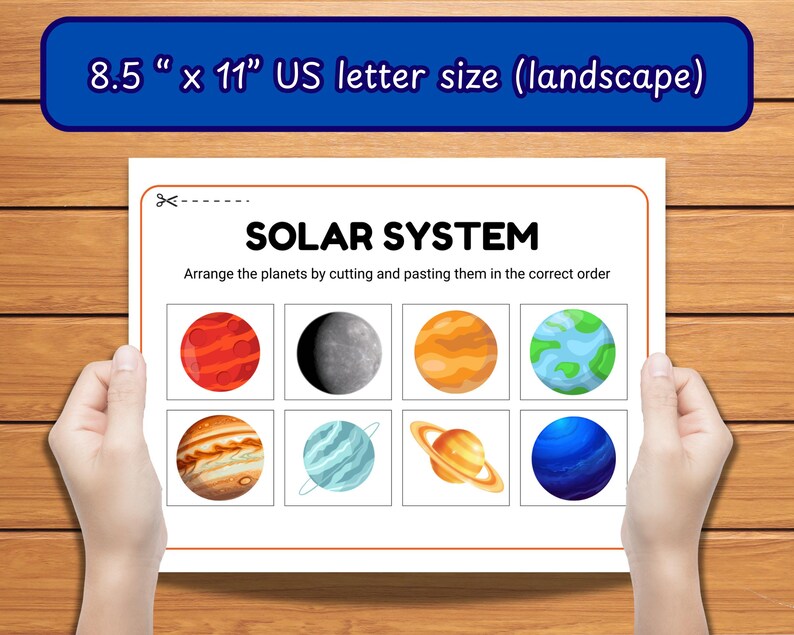 Solar System Cut and Paste Activity for Kids | Planet Order Worksheet ...