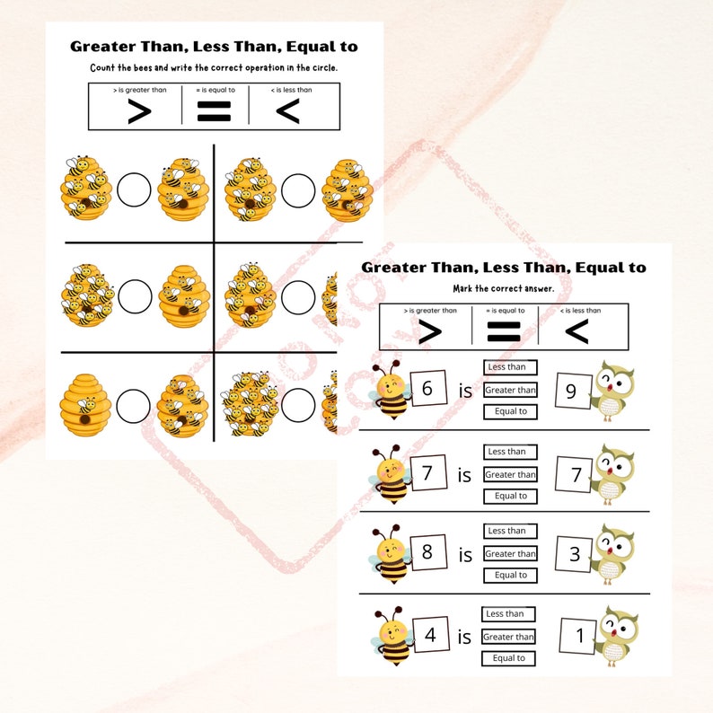 First Grade Math Number Worksheet, Greater Than, Less Than, Equal Than ...