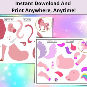 Unicorn Cut and Paste Together Picture for Toddler, Busy Binder Book ...