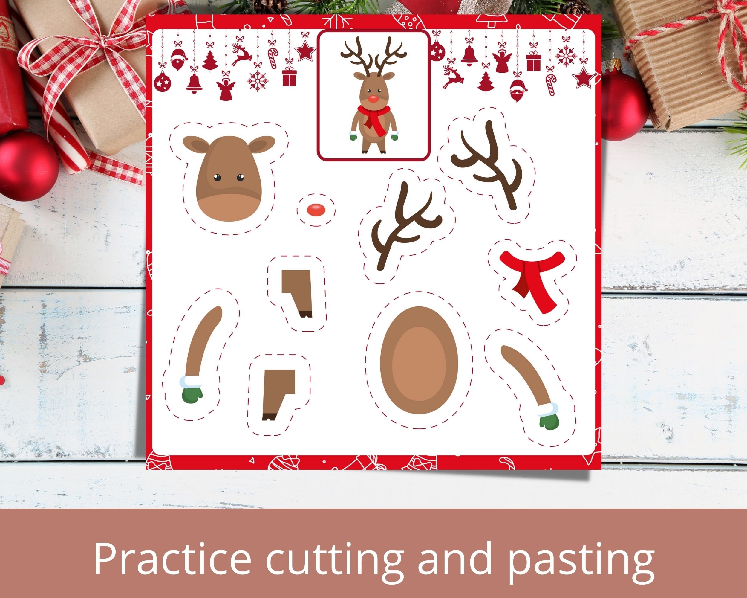 Christmas Cut and Paste Activity | Holiday Theme Motor Skill Practice ...