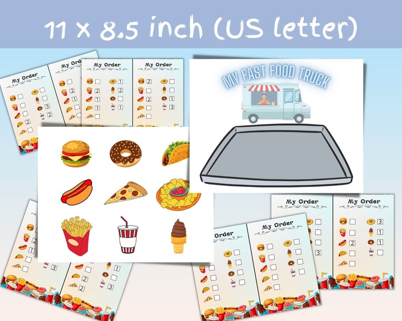 Fast Food Truck Cut and Paste Activity: Montessori Printable (digital ...