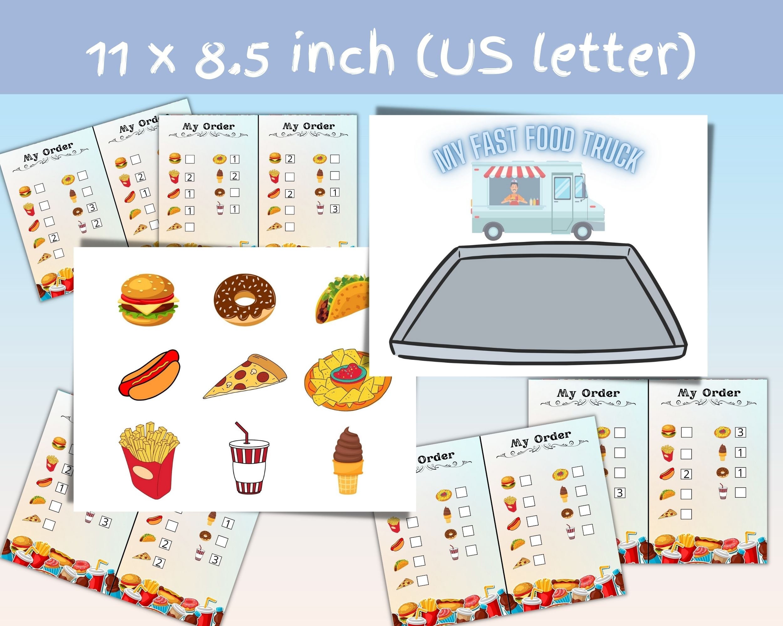 Fast Food Truck Cut and Paste Activity: Montessori Printable (digital ...