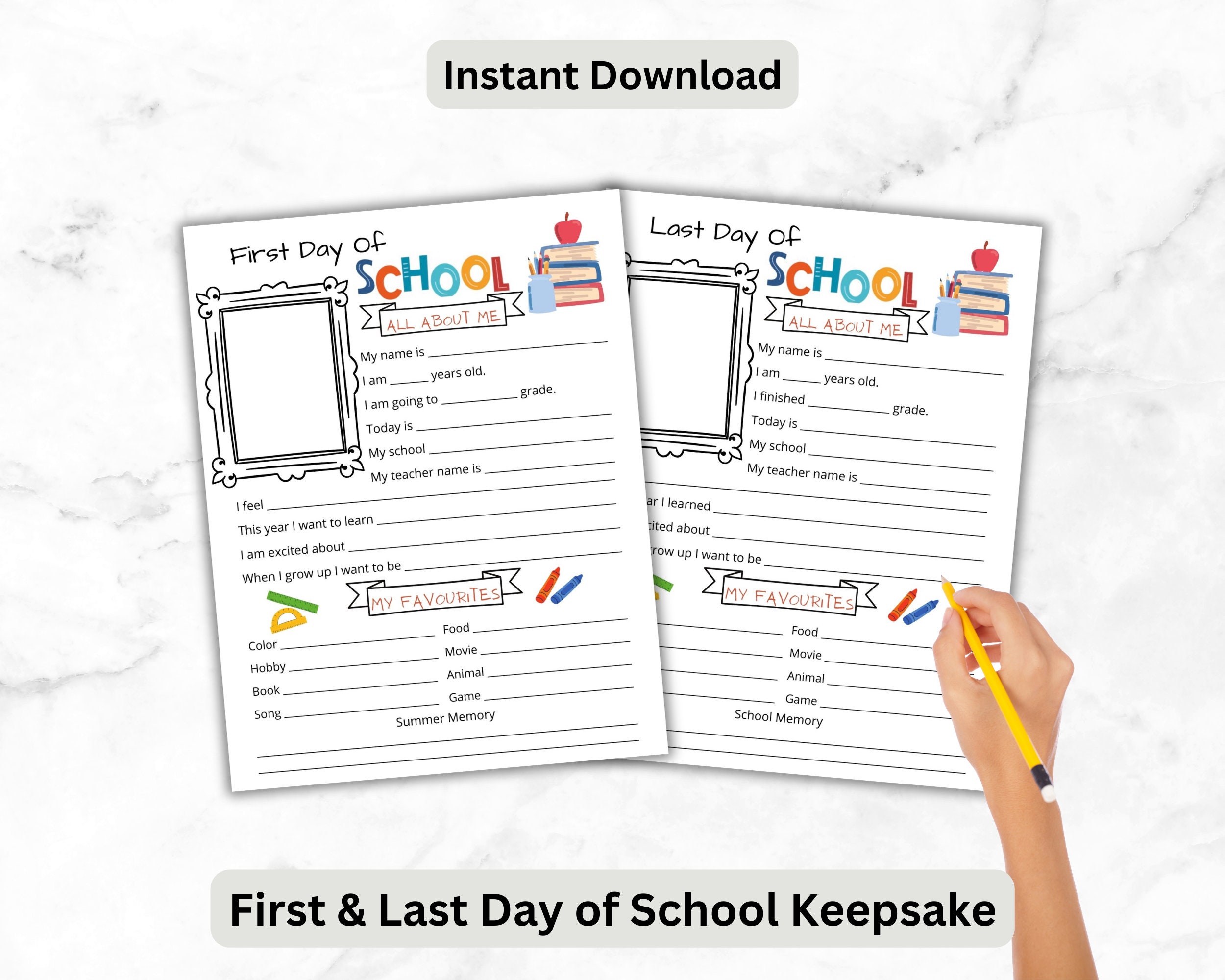 First and Last Day of School Printable, Back to School Questionnaire ...