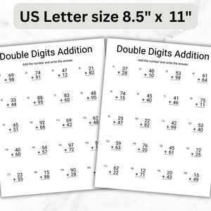 100 Pages of Double Digits Addition Math Worksheet for Kindergarten ...