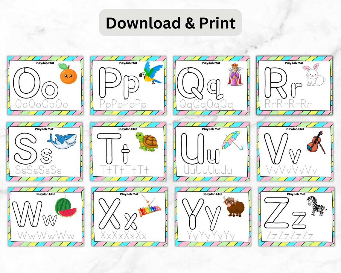 Alphabet Play Dough Mats Playdoh Mats Printable Play Dough Mats Tracing ...