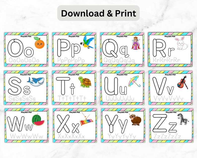Alphabet Play Dough Mats: Letter Tracing, Homeschool Printable (digital ...