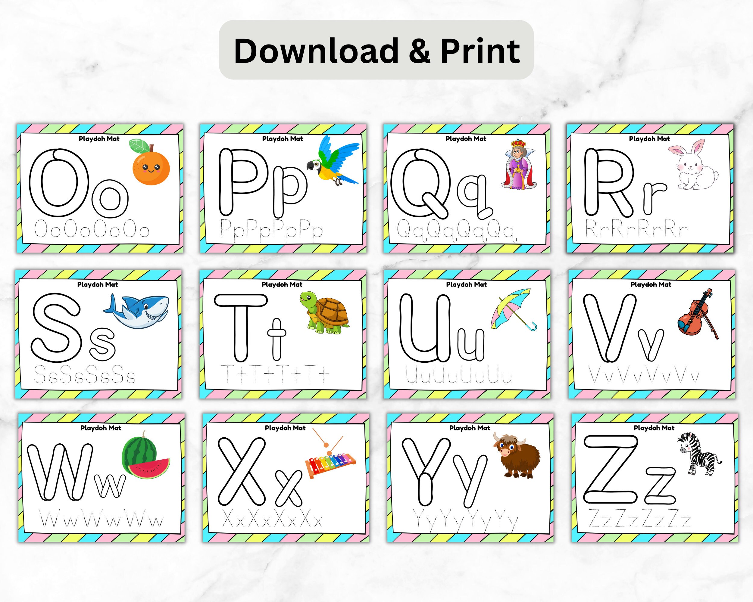 Alphabet Play Dough Mats Playdoh Mats Printable Play Dough Mats Tracing ...