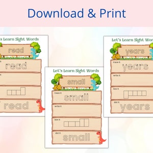 Fry 2nd Set of 100 Sight Words Dinosaur Theme Activity Printable ...