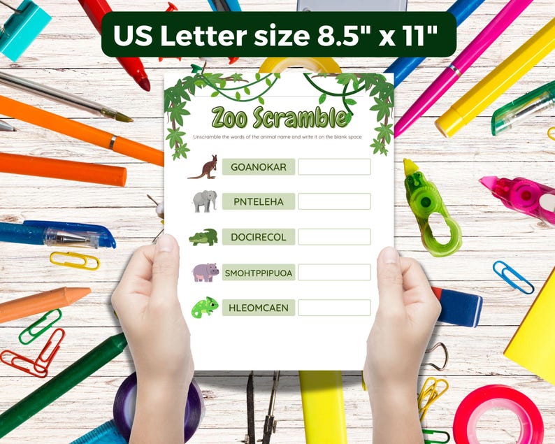 Animal Word Scramble Fun! | Printable Activity for Kids - Etsy
