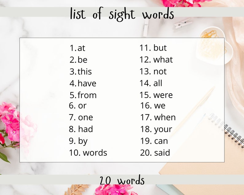 20 Fry's First Sight Words Worksheet: Toddler Homeschool Printable ...