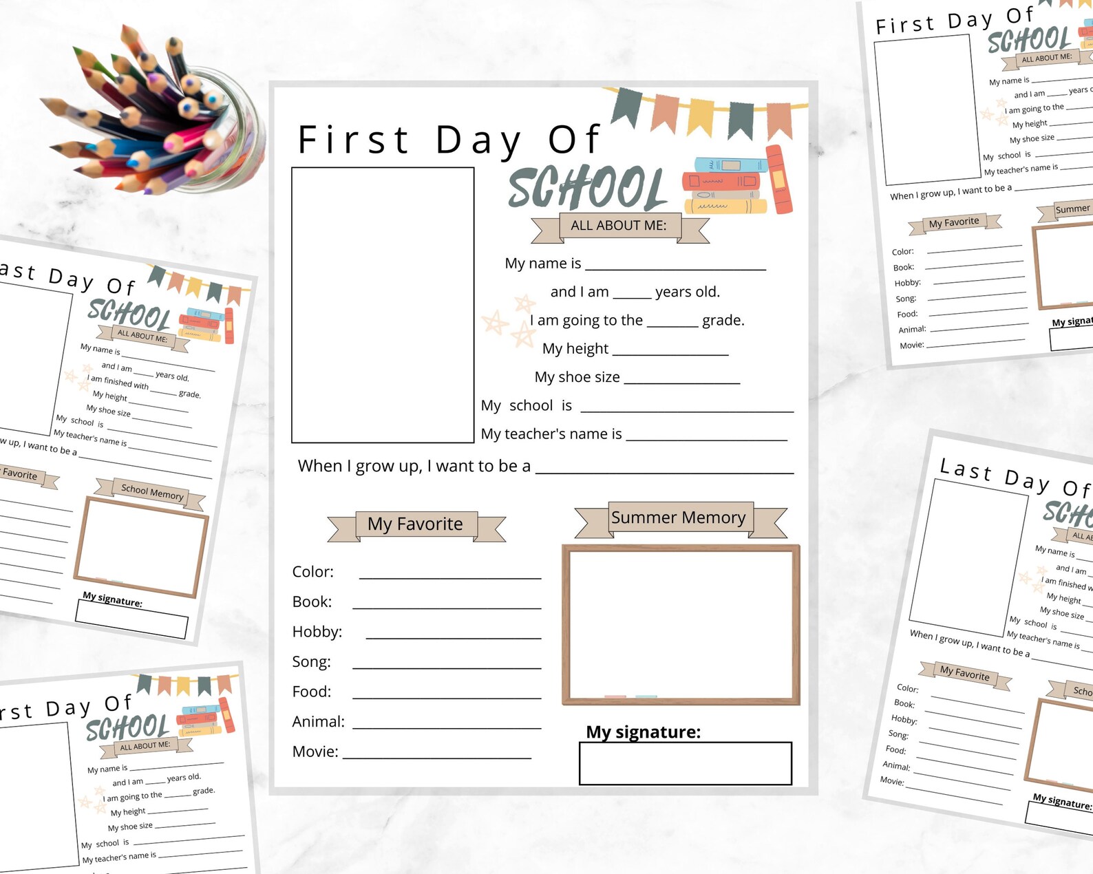 School Memory Keepsake: First & Last Day Interview (printable) - Etsy