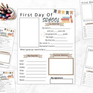 School Memory Keepsake: First & Last Day Interview (printable) - Etsy