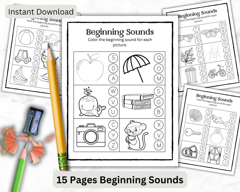 Identifying Beginning Letter Sound Worksheets Coloring Phonics and ...