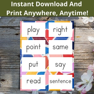 100 Fry's Sight Word Flashcards Digital Download | Kindergarten Sight ...