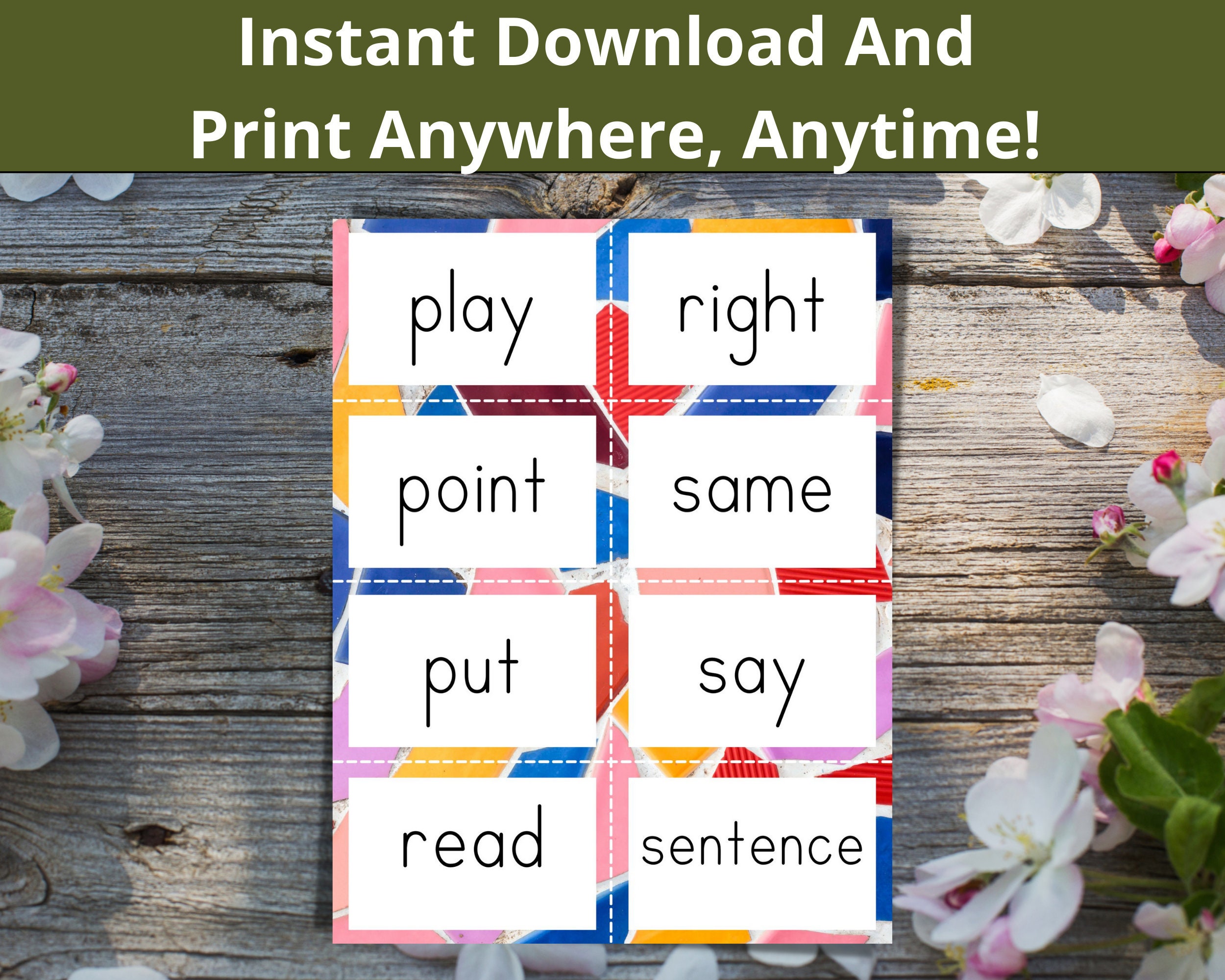 100 Fry's Sight Word Flashcards Digital Download | Kindergarten Sight ...