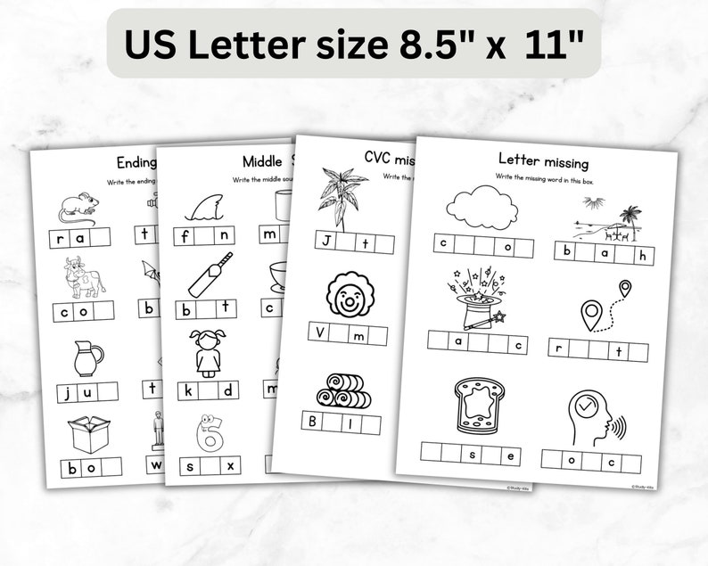 Phonic Missing Letter Worksheet | Printable Phonic Activity for ...