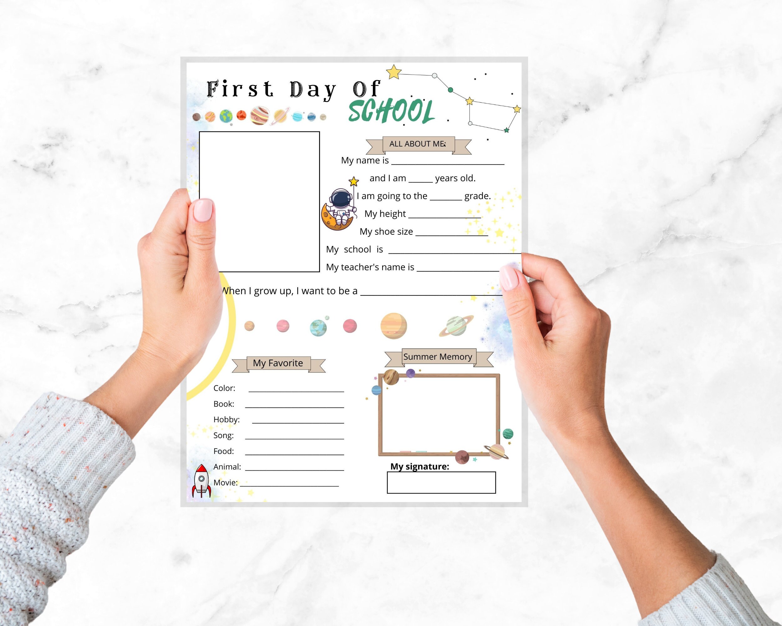First and Last Day of School Printable, Back to School Questionnaire ...