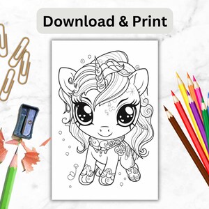 80 Cute Unicorn Coloring Pages for Kids (printable Digital Download) - Etsy