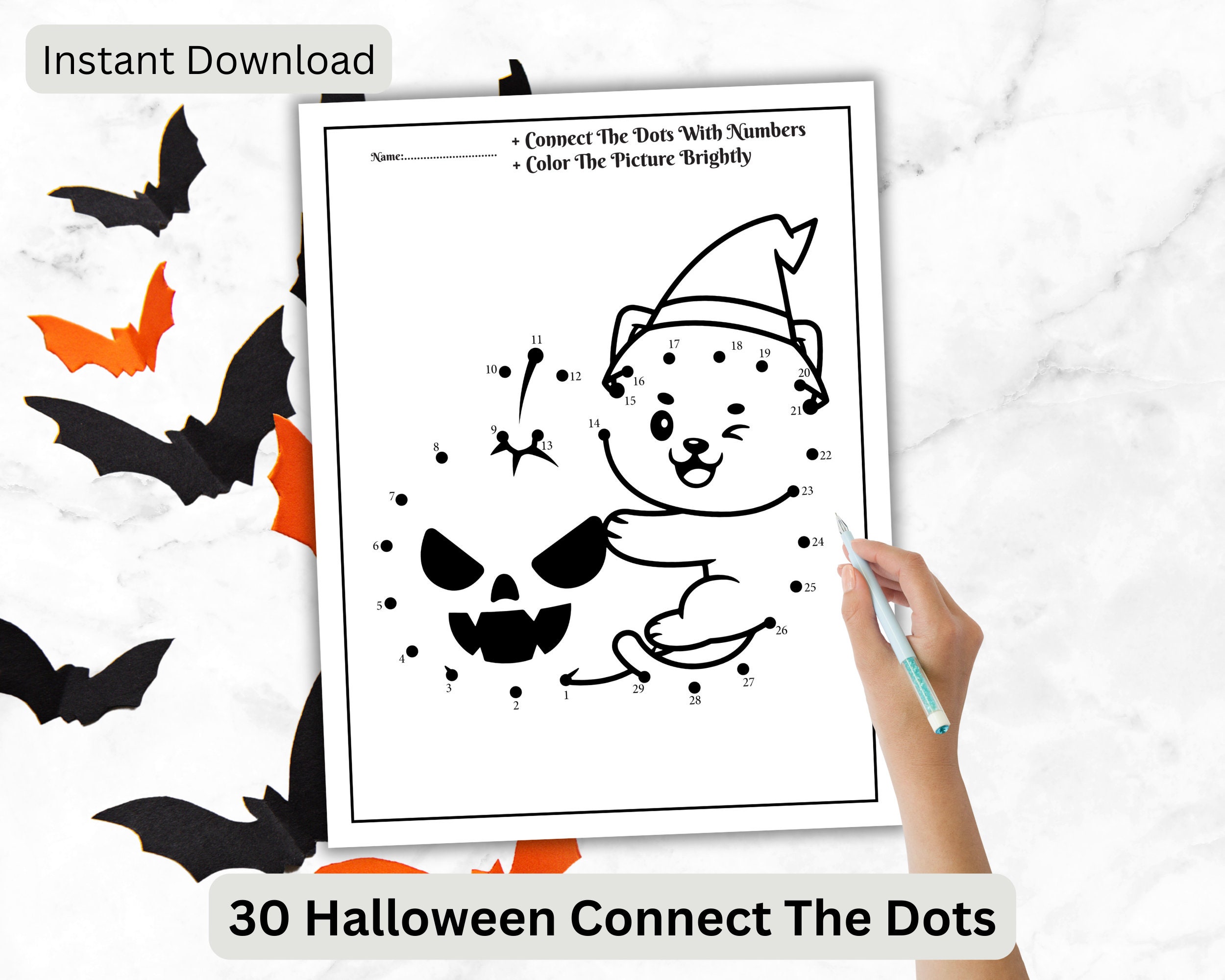 30 Halloween Connect the Dot | Number Dot | Halloween Activity for Kid ...