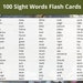 100 Fry's Sight Word Flashcards Digital Download | Kindergarten Sight ...