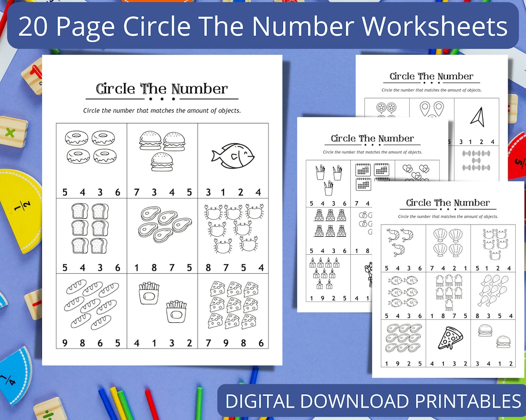 20 Pages Circle the Number Math's Worksheet | Count and Circle the ...
