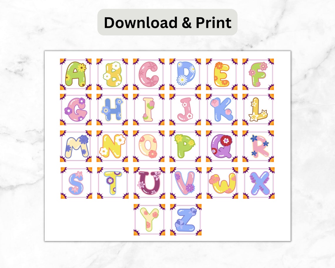 Flower Theme Alphabet Matching: Cut & Paste Activity (digital Download ...