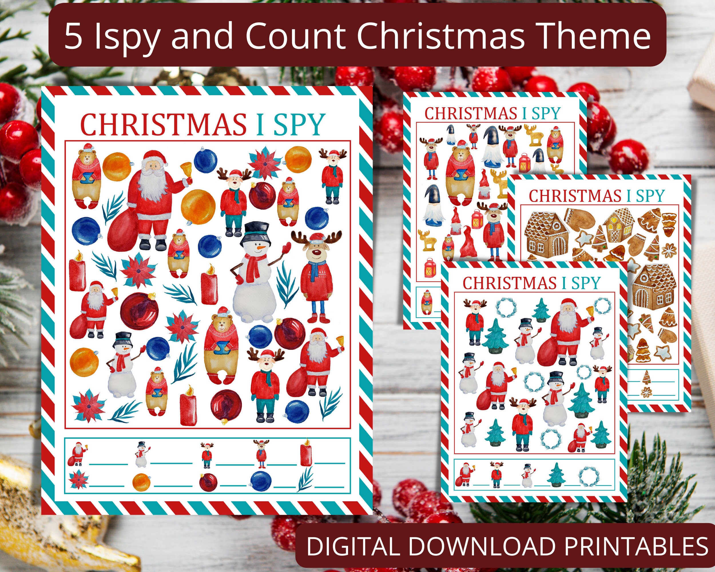 Spy Christmas Printable Game for Kids | Christmas Worksheet | Christmas ...